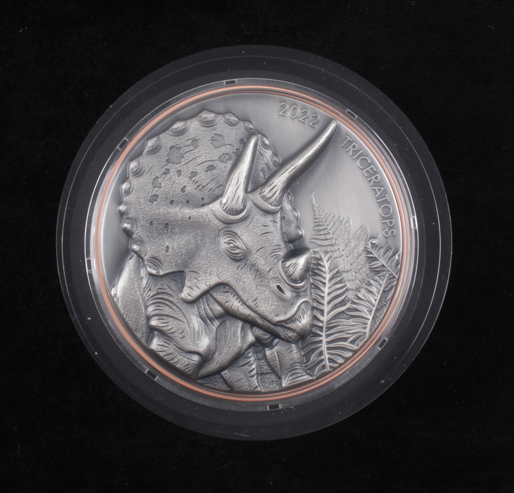 2022 Triceratops Double Silver Giant - Vanatu - 5 oz Bimetal Coin with ...