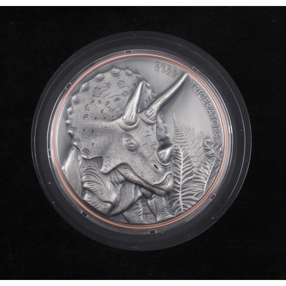 2022 Triceratops Double Silver Giant - Vanatu - 5 oz Bimetal Coin with ...