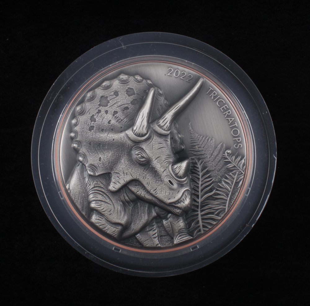 2022 Triceratops Double Silver Giant - Vanatu - 5 oz Bimetal Coin with ...