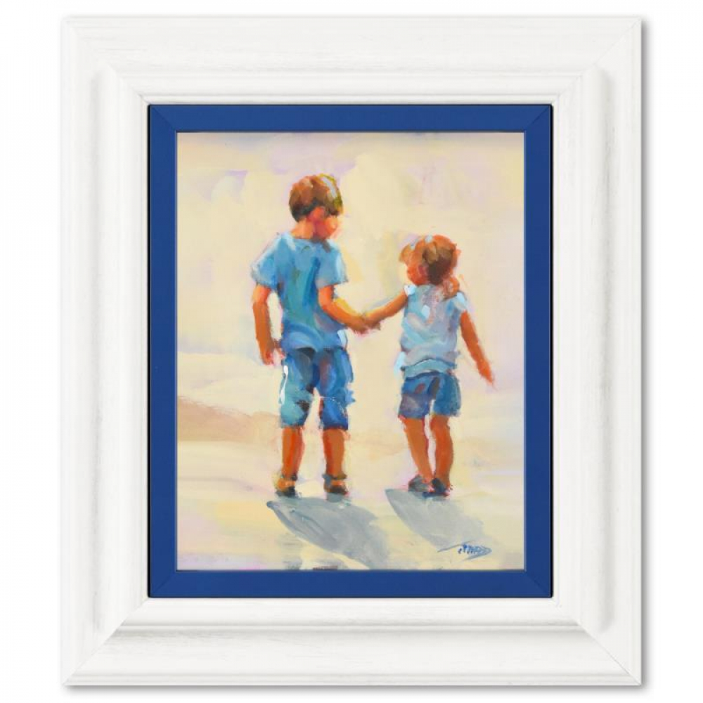 Lucelle Raad Signed "Fun At the Beach" 13x15 Custom Framed Original ...