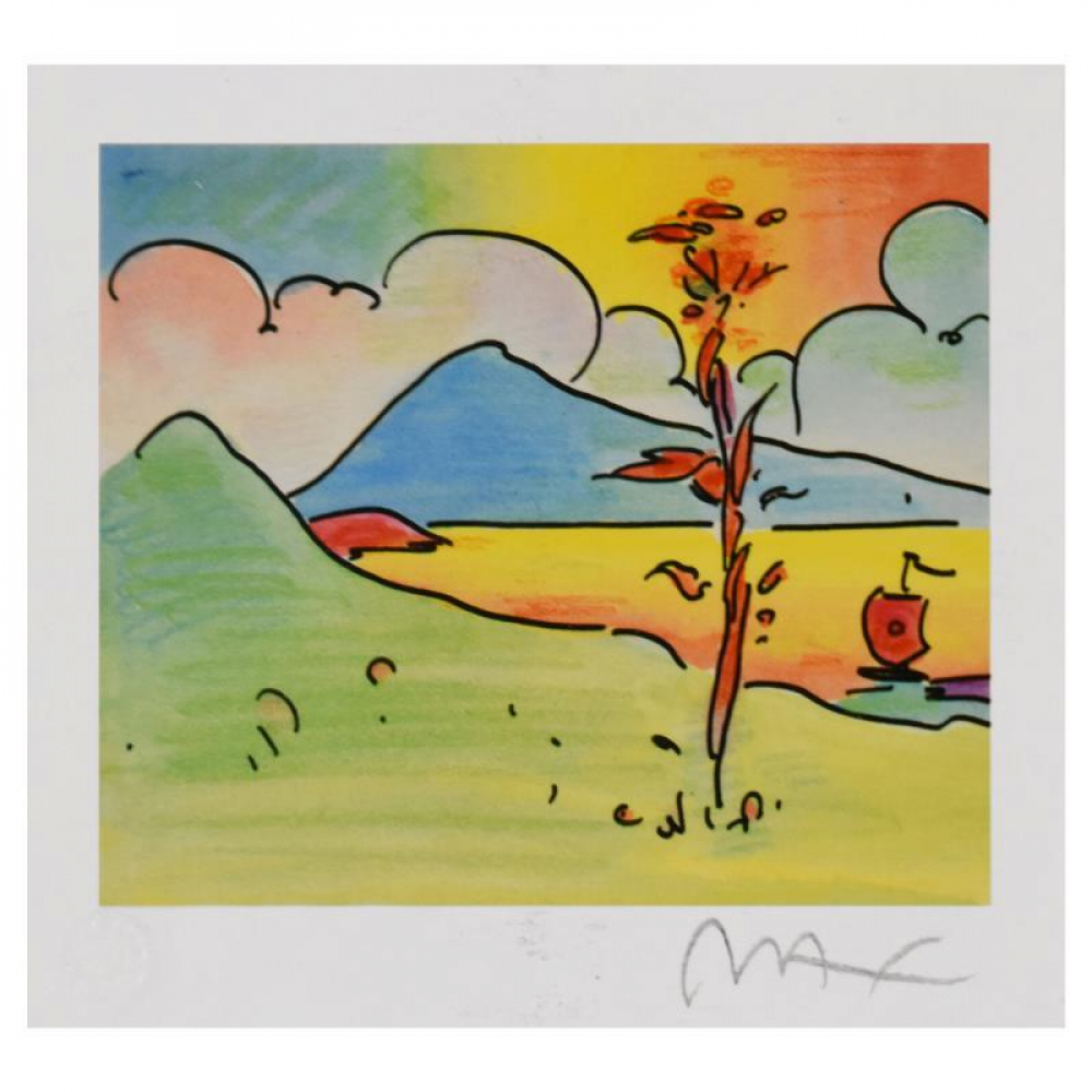 Peter Max Signed "Tree with Sailboat" Limited Edition 18x17 Custom ...