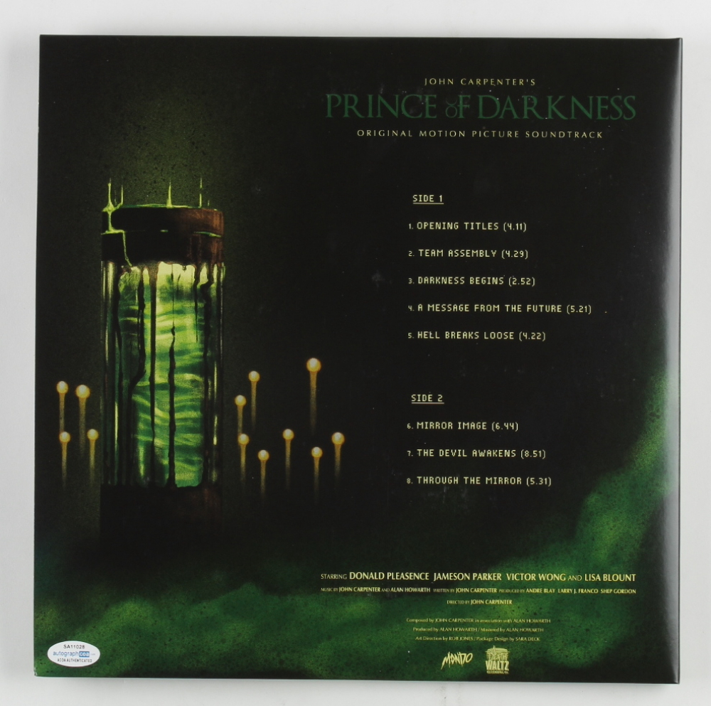 Alan Howarth Signed "Prince of Darkness" Original Motion Picture ...