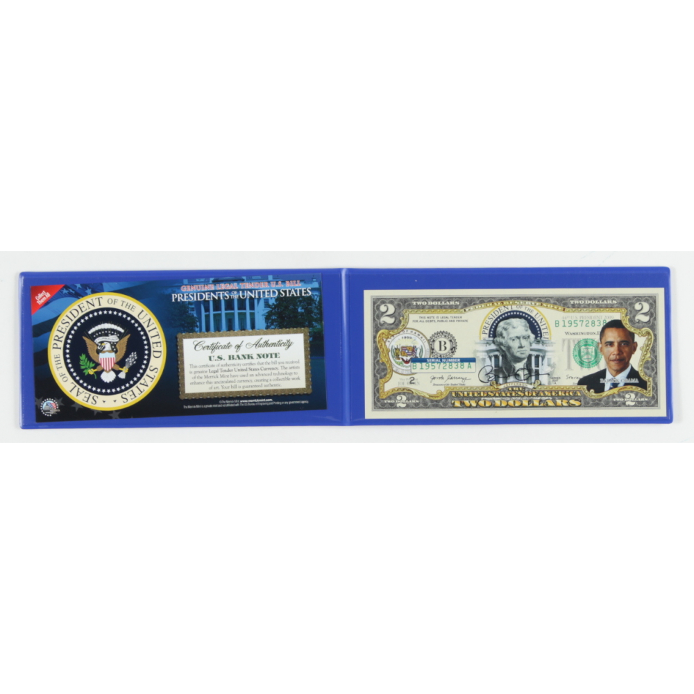 Barack Obama Genuine Legal Tender U.S. $2 Bill Commemorative Edition ...