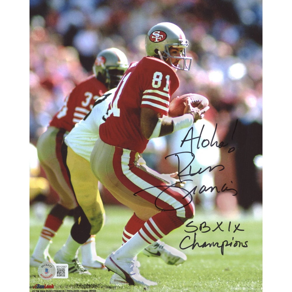 Russ Francis Signed 49ers 8x10 Photo Inscribed "Aloha!" & "SBXIX ...