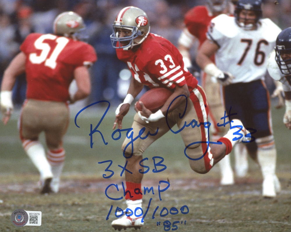 Roger Craig Signed 49ers 8x10 Photo Inscribed "3x SB Champ", "1000/1000 ...