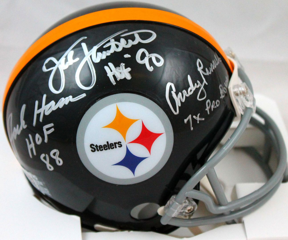 Jack Ham, Jack Lambert & Andy Russell Signed Steelers Mini Helmet ...