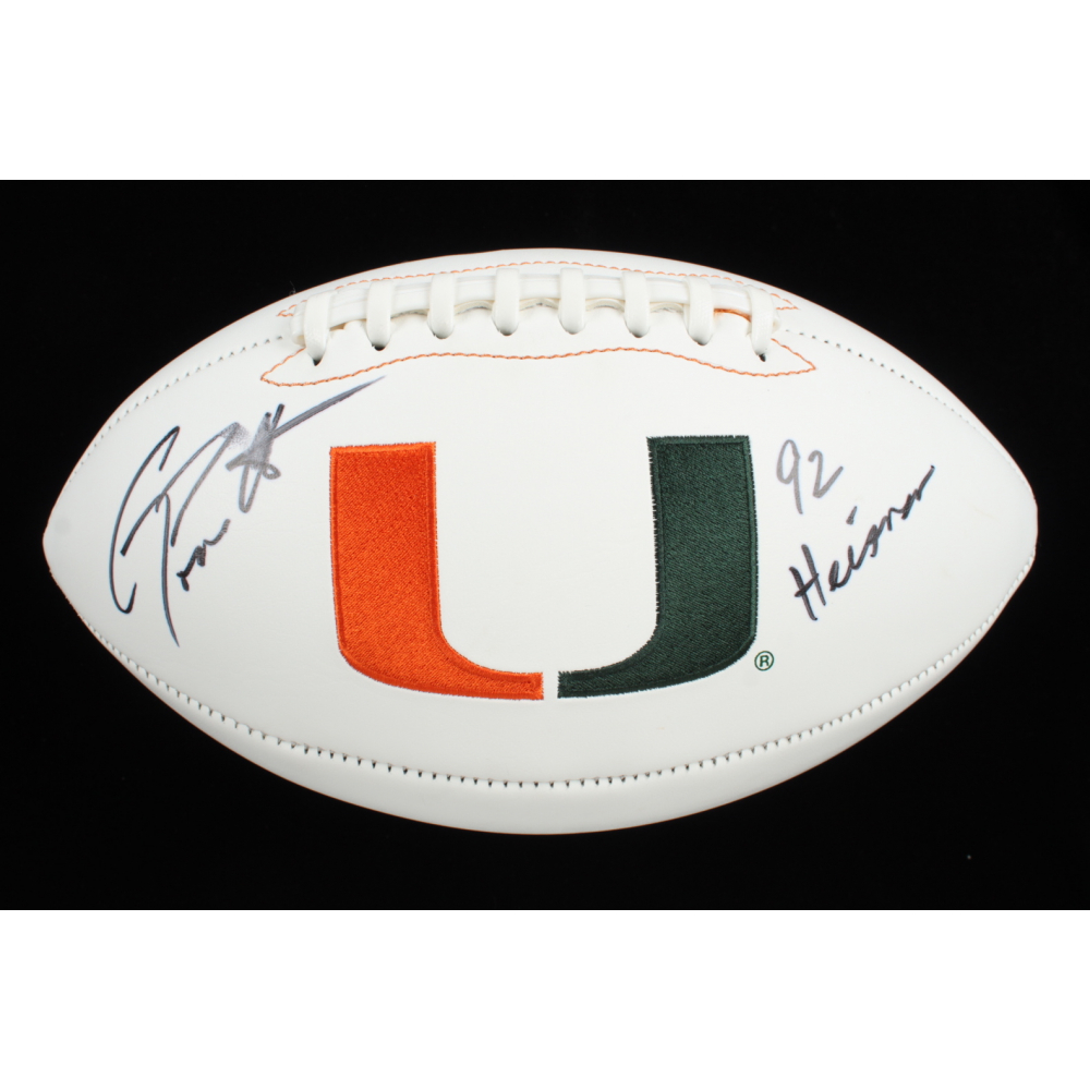 Gino Torretta Signed Miami Hurricanes Logo Football Inscribed "92 ...