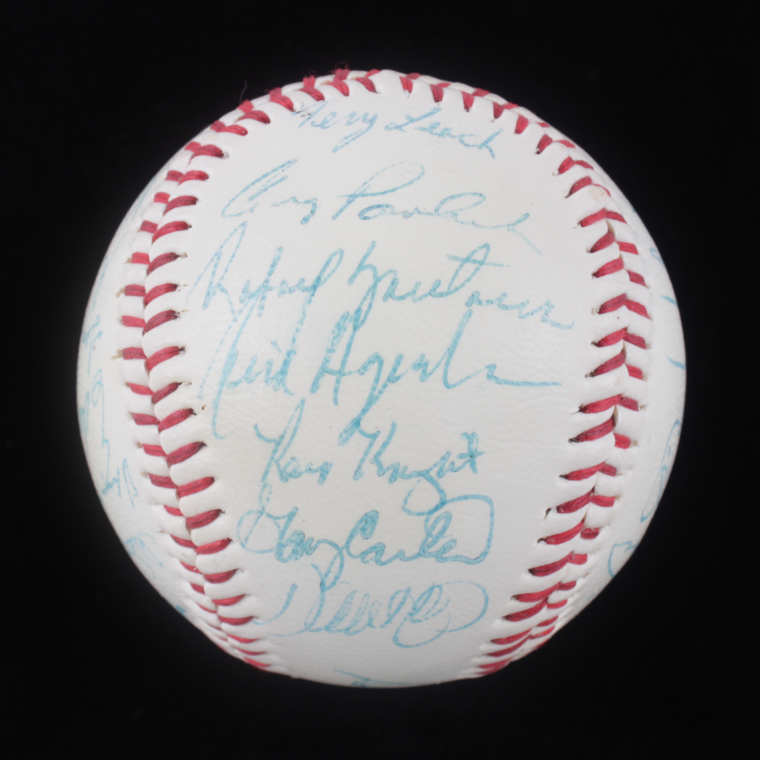 1985 Mets Logo Baseball Team-Signed by (30) With Gary Carter, Dwight ...