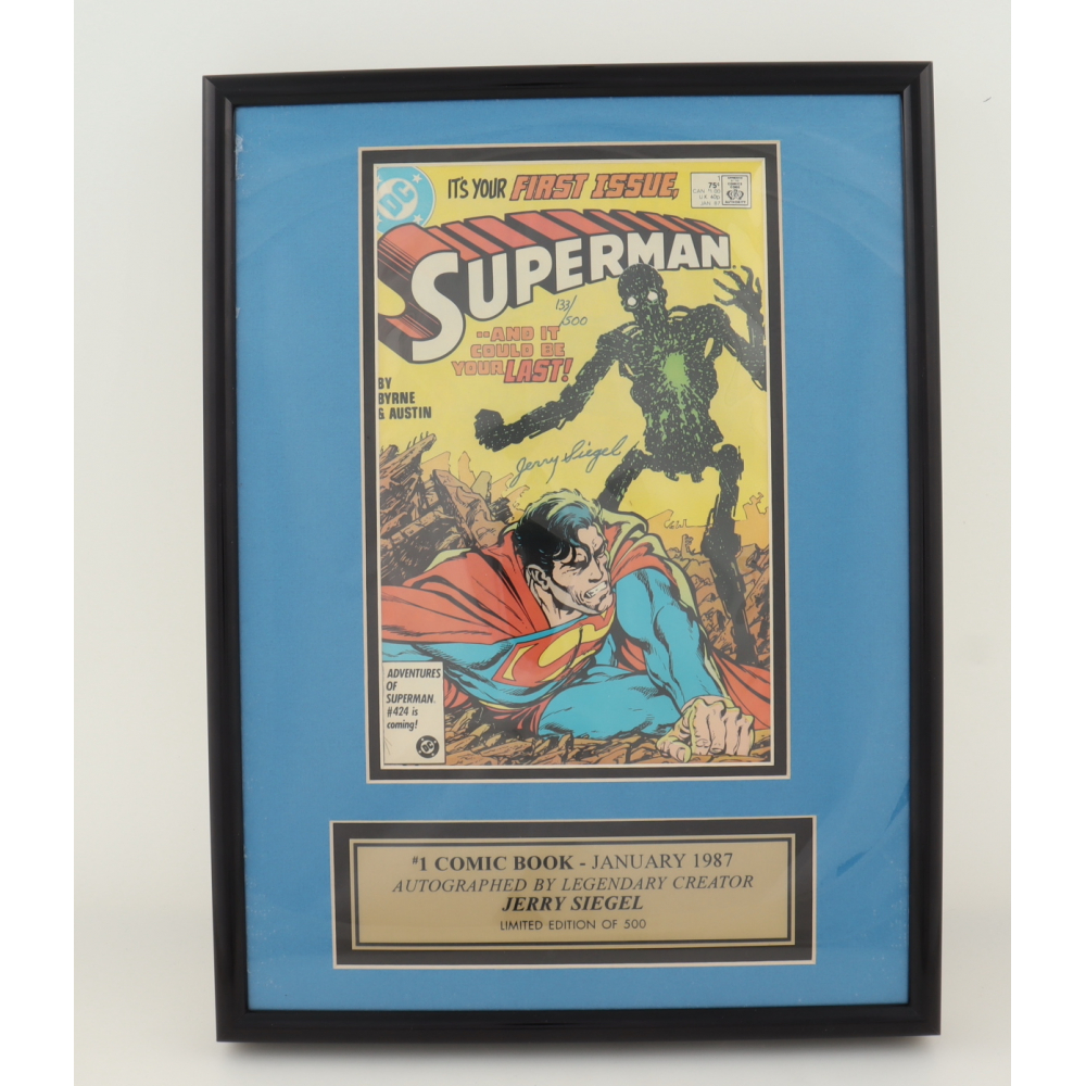 Jerry Siegel Signed "Superman" Comic Book LE 12x16 Custom Framed ...