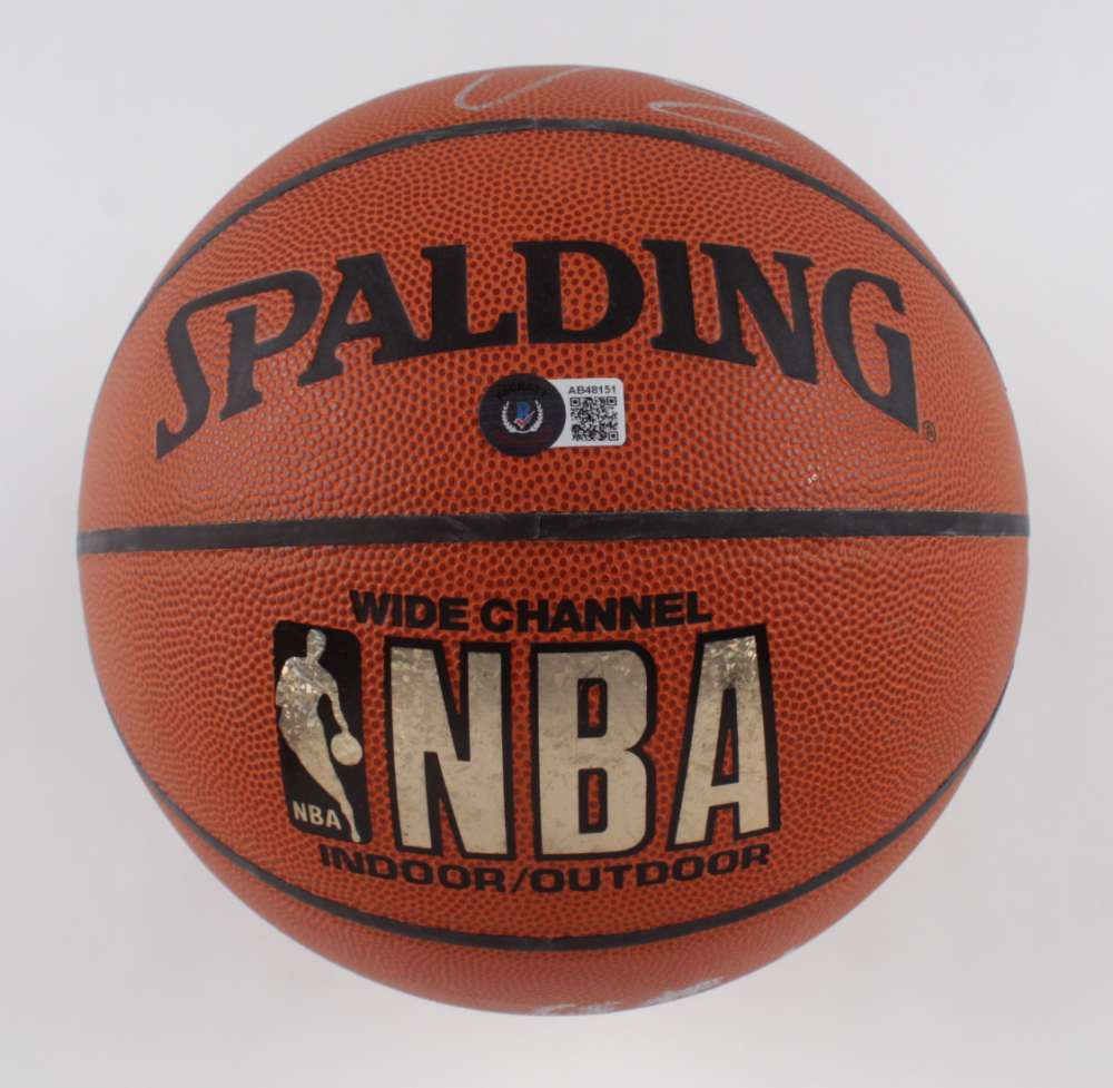 NBA Logo Basketball Signed by (5) With Dennis Rodman, Ben Gordon, Emeka Okafor, Michael ...