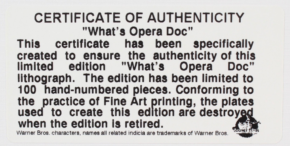 Looney Tunes "What's Opera Doc" LE 11x14 Custom Matted Lithograph ...