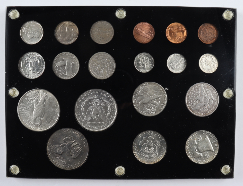 20th Century Type Set of (19) United States Coins In Capitol Display ...