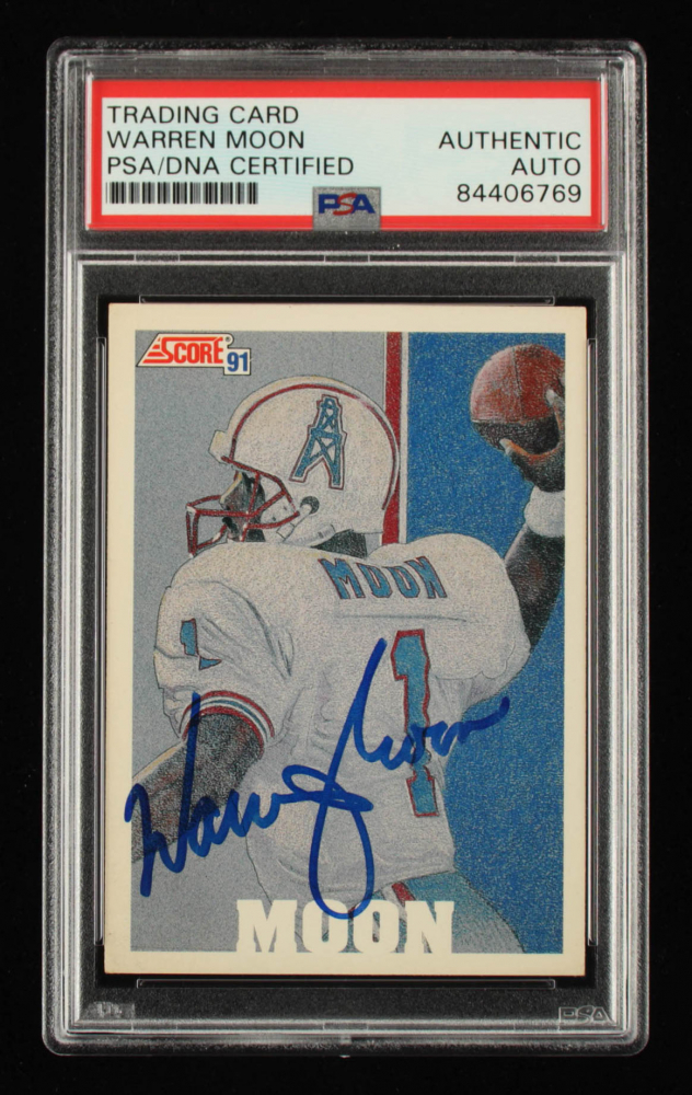Warren Moon Signed 1991 Score #638 MVP (PSA Encapsulated) | Pristine ...