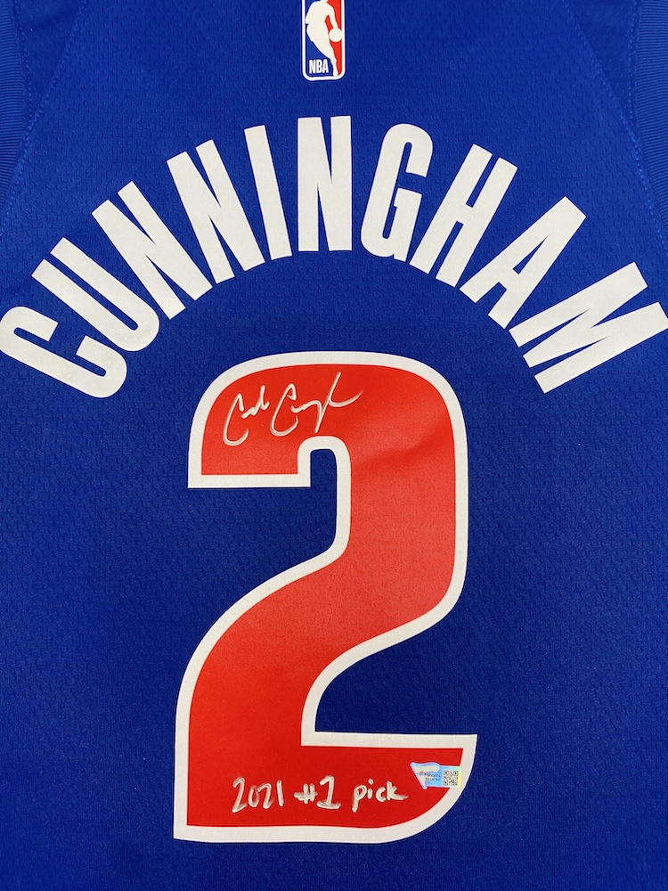 Cade Cunningham Signed Pistons Jersey Inscribed "2021 #1 Pick ...
