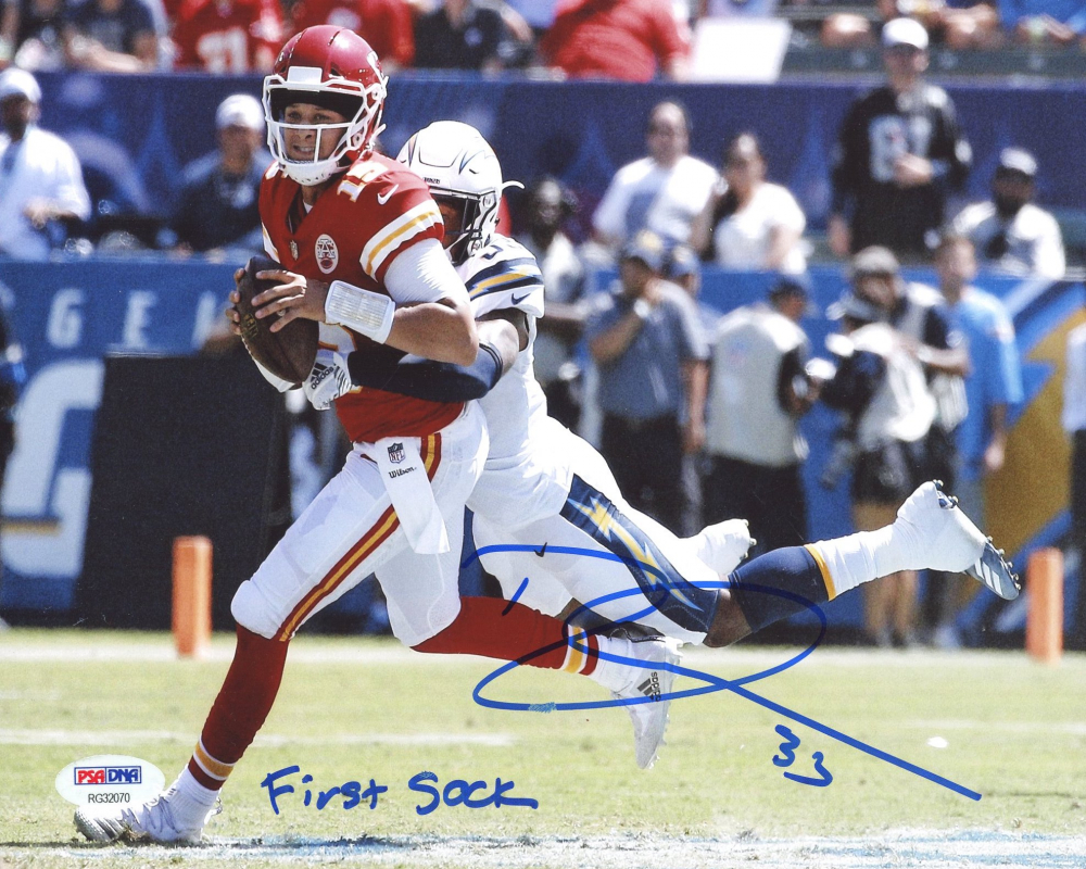 Derwin James Signed Chargers 8x10 Photo Inscribed "First Sack" (PSA COA ...