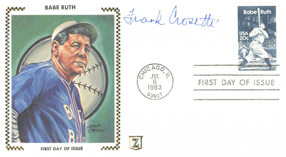 Frankie Crosetti Signed 1983 "Babe Ruth" FDC Envelope With Babe Ruth ...