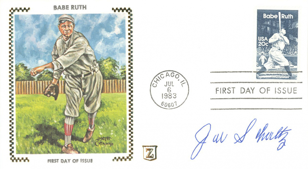 Joe Schultz Signed 1983 "Babe Ruth" FDC Envelope With Babe Ruth Postage ...