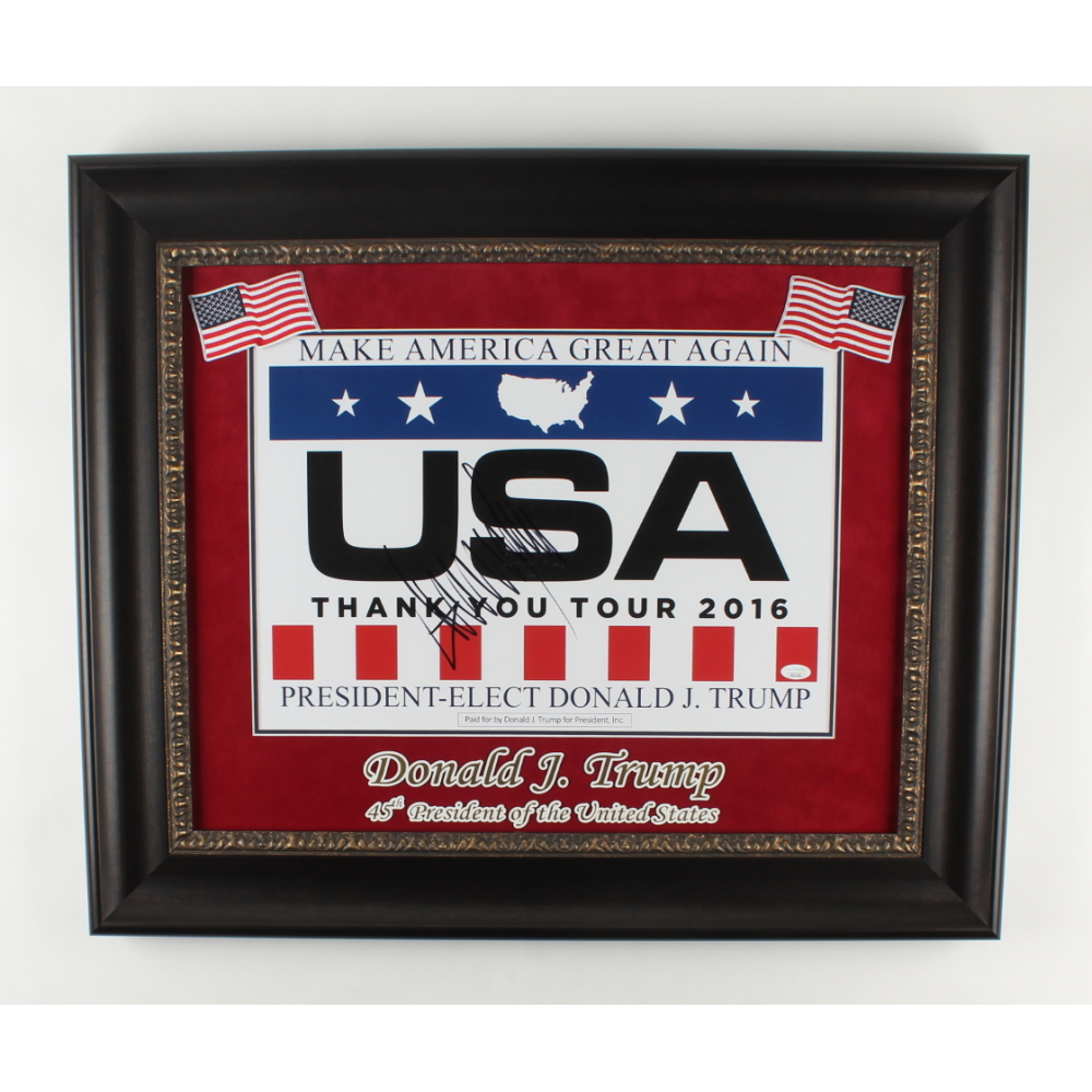 Donald Trump Signed 25x30 Custom Framed Official 2016 "Make America ...