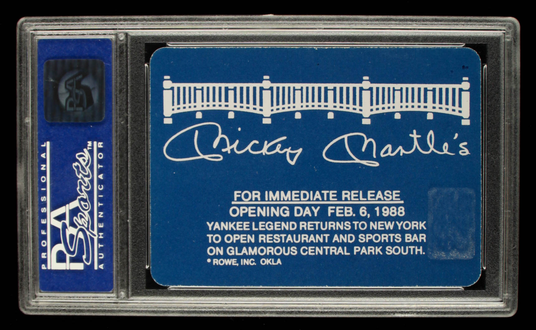 Mickey Mantle 1988 Mantle's Restaurant Trading Card (PSA 9) | Pristine ...