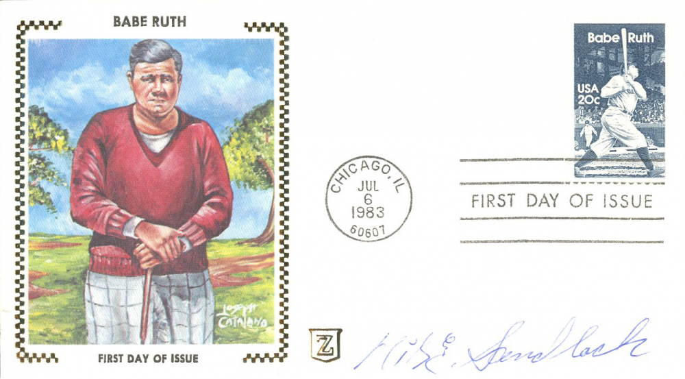 Mike Sandlock Signed 1983 "Babe Ruth" FDC Envelope With Babe Ruth ...