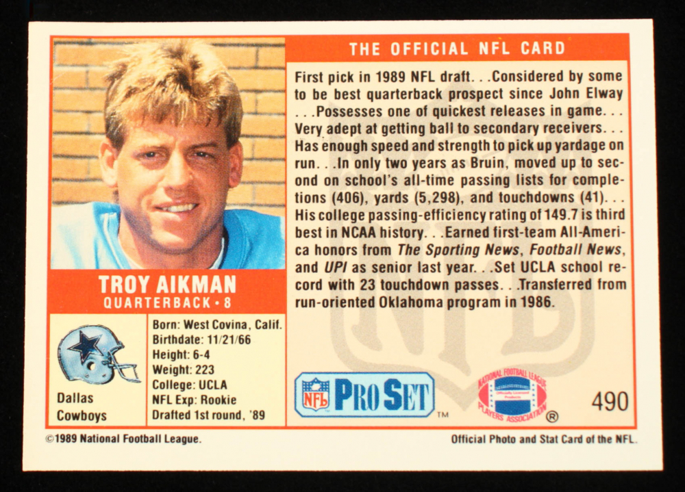 Troy Aikman 1989 Pro Set #490 RC | Pristine Auction