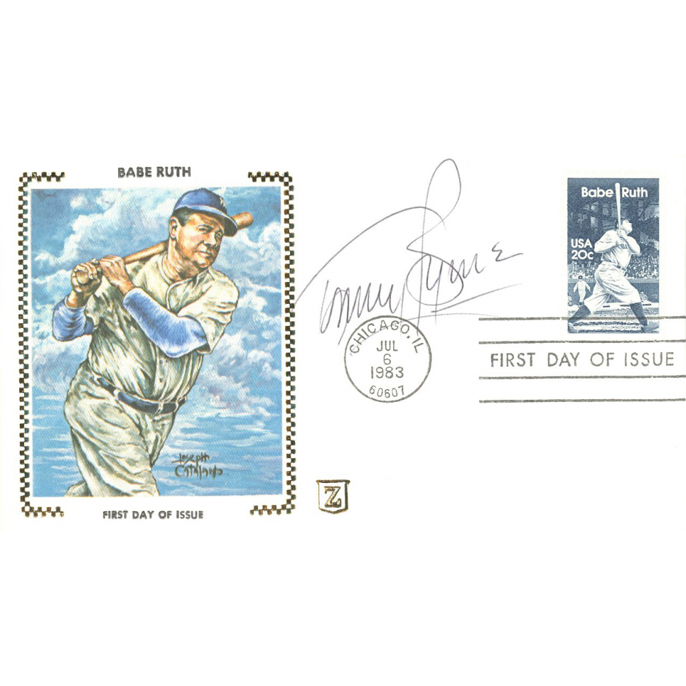 Tommy Byrne Signed 1983 "Babe Ruth" FDC Envelope With Babe Ruth Postage ...