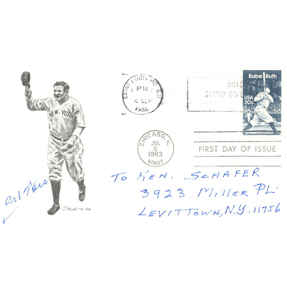 Art "Butch" Weis Signed 1986 "Babe Ruth" FDC Envelope With Babe Ruth ...