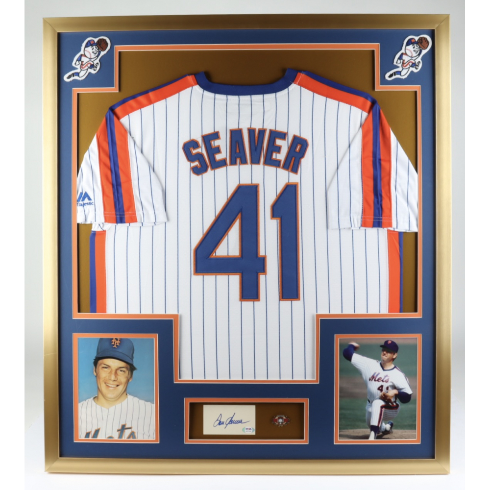 Tom Seaver Signed 32x36 Custom Framed Cut Display with Jersey ...