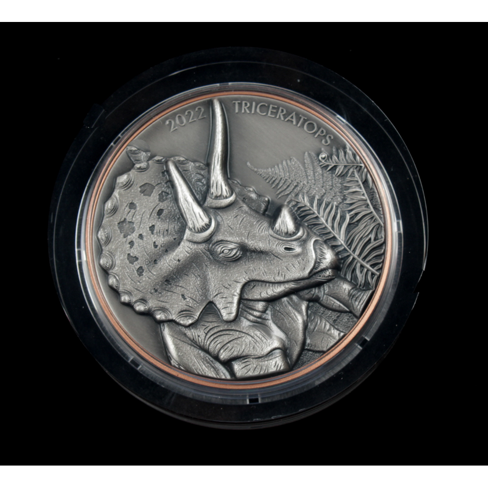 2022 Triceratops Double Silver Giant - Vanatu - 5 oz Bimetal Coin with ...