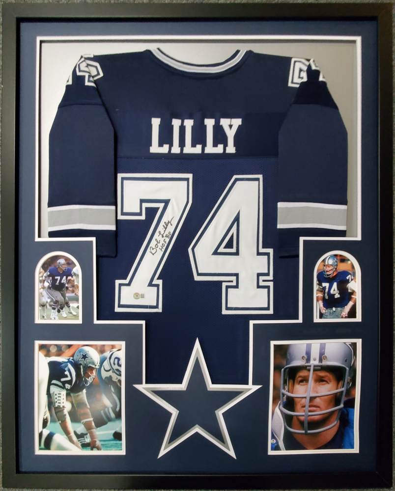 Bob Lilly Signed 34x42 Custom Framed Jersey Display Inscribed "HOF 80 ...