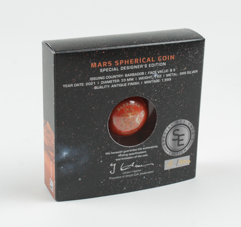 2021 Barbados Mars Spherical 1 Oz Silver - Icon Mint - Designers LE ...