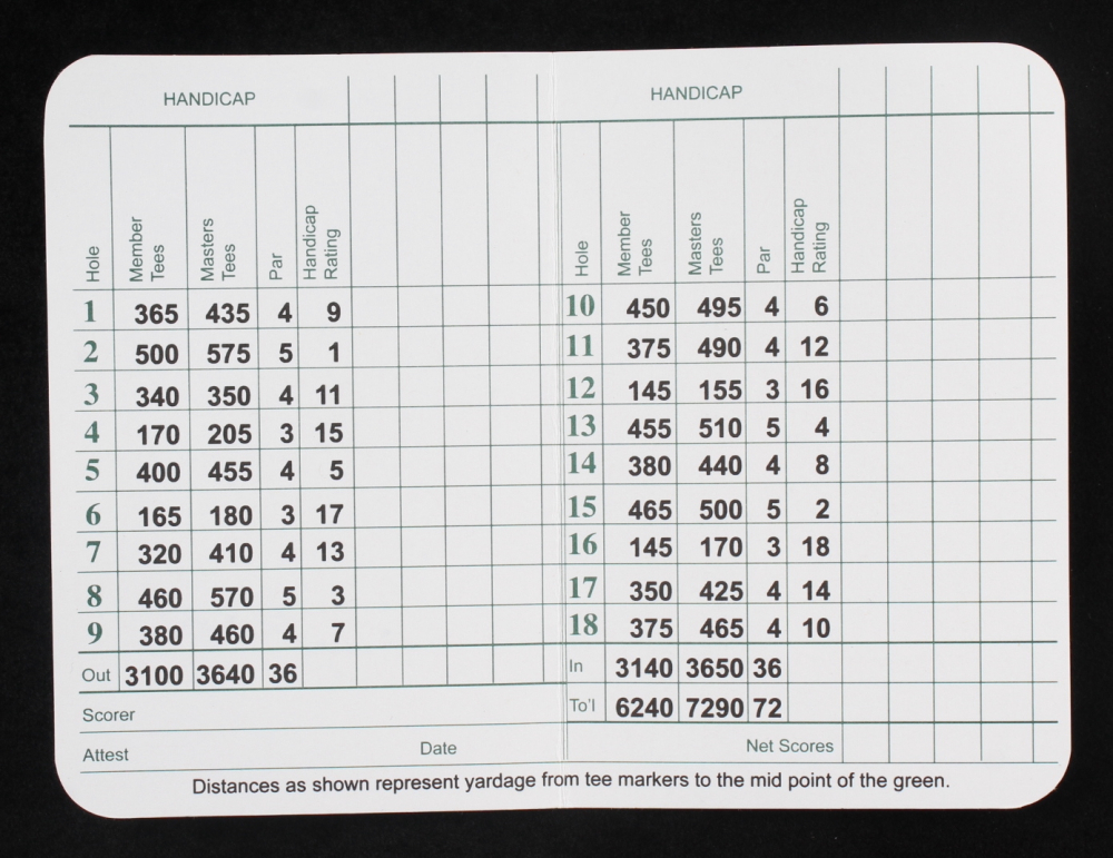 Gary Player Signed Augusta National Golf Club Scorecard (JSA COA ...
