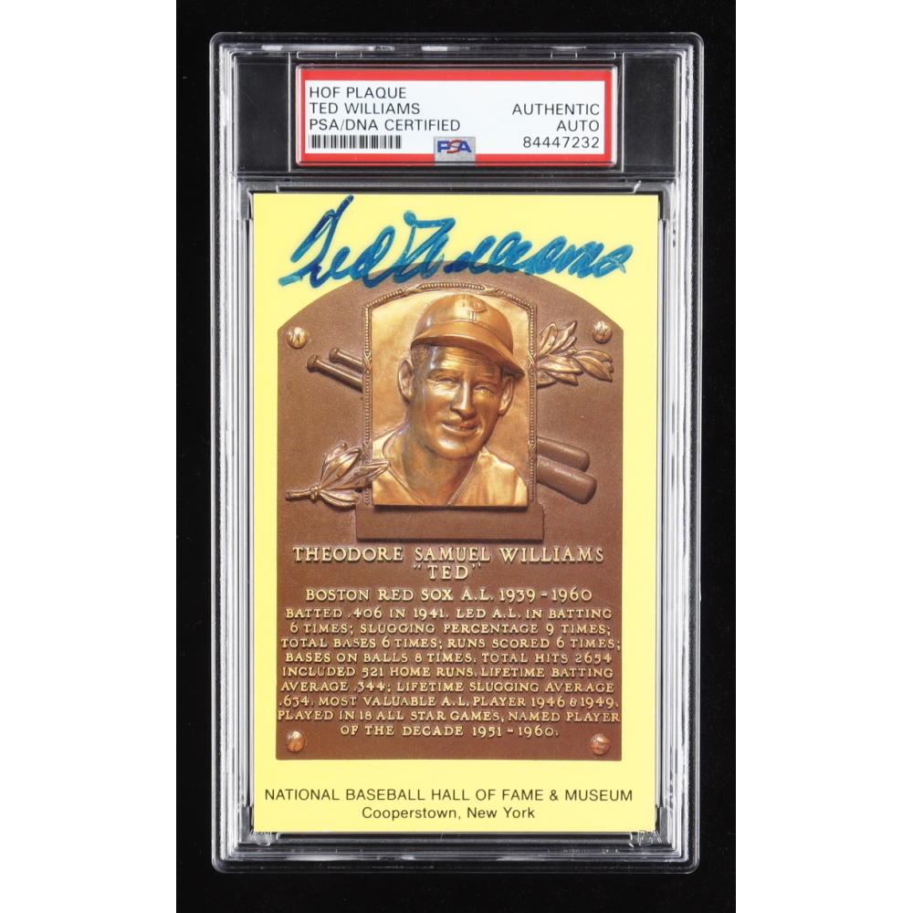 Ted Williams Signed Hall of Fame Plaque Postcard (PSA Encapsulated ...