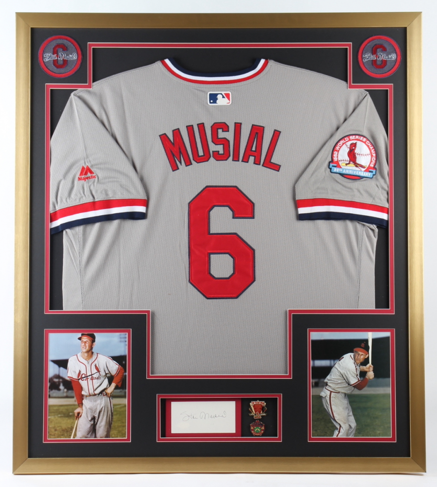 Stan Musial Signed 32x36 Custom Framed Cut Display with Career Stats ...