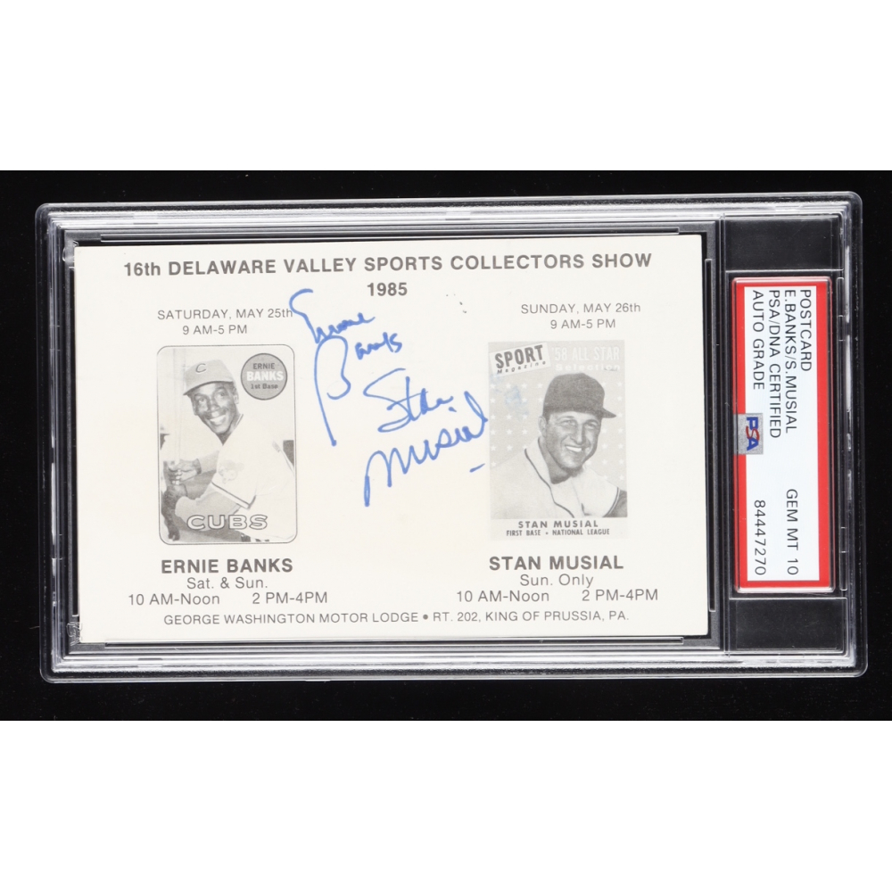 Ernie Banks & Stan Musial Signed Postcard (PSA Encapsulated) | Pristine ...