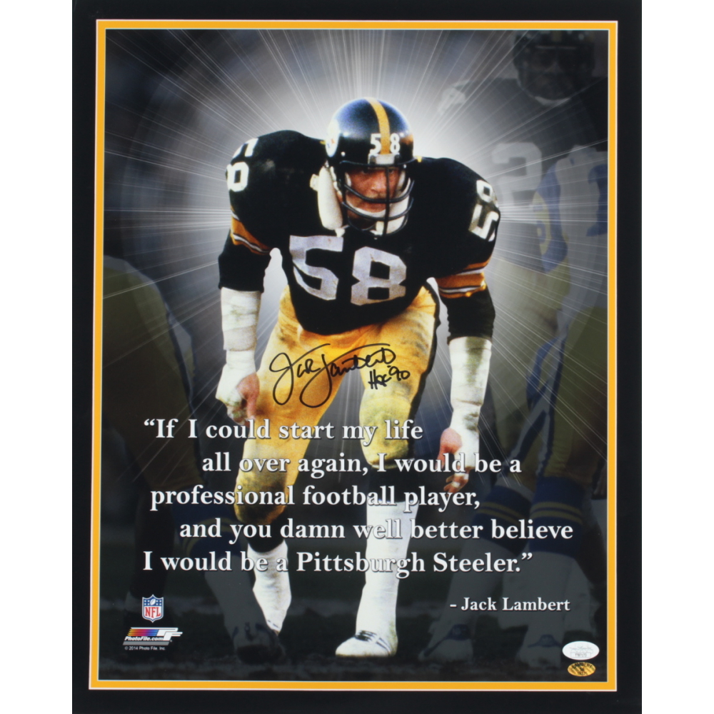 Jack Lambert Signed Steelers 16x20 Photo Inscribed "HOF '90" (JSA COA ...