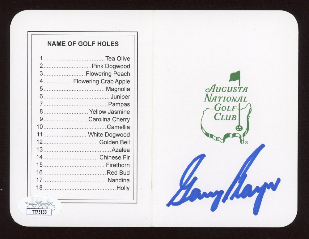Gary Player Signed Augusta National Golf Club Scorecard (JSA COA ...