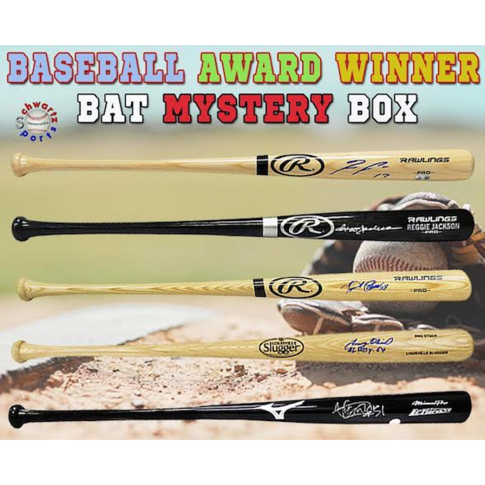 Schwartz Sports Baseball Award Winner Signed Full-Size Bat Mystery Box ...