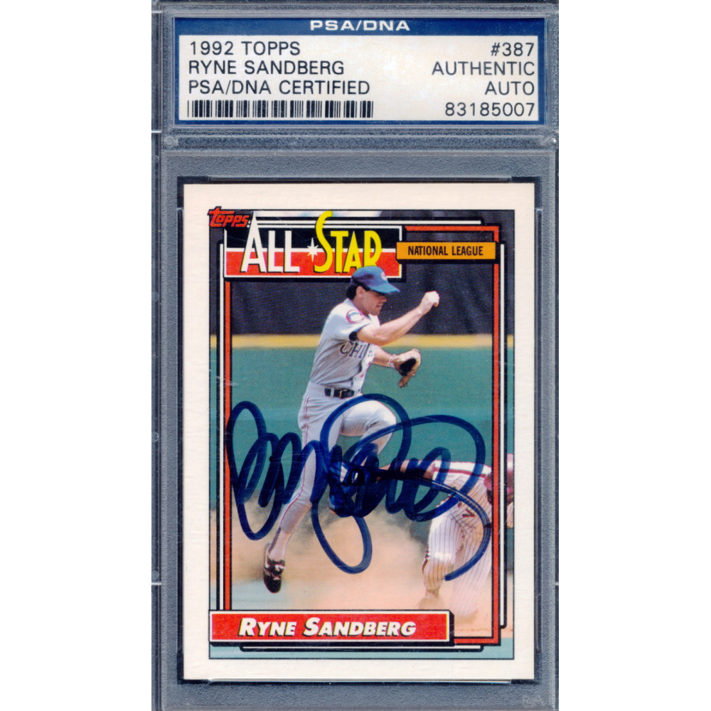 Ryne Sandberg Signed 1992 Topps #387 AS (PSA Encapsulated) | Pristine ...