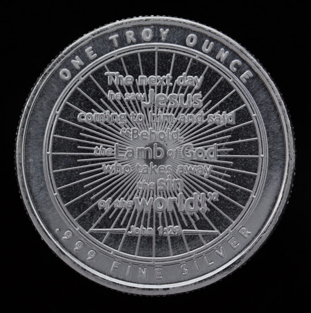 1 Troy oz .999 Fine Silver Lamb of God Bullion Round | Pristine Auction