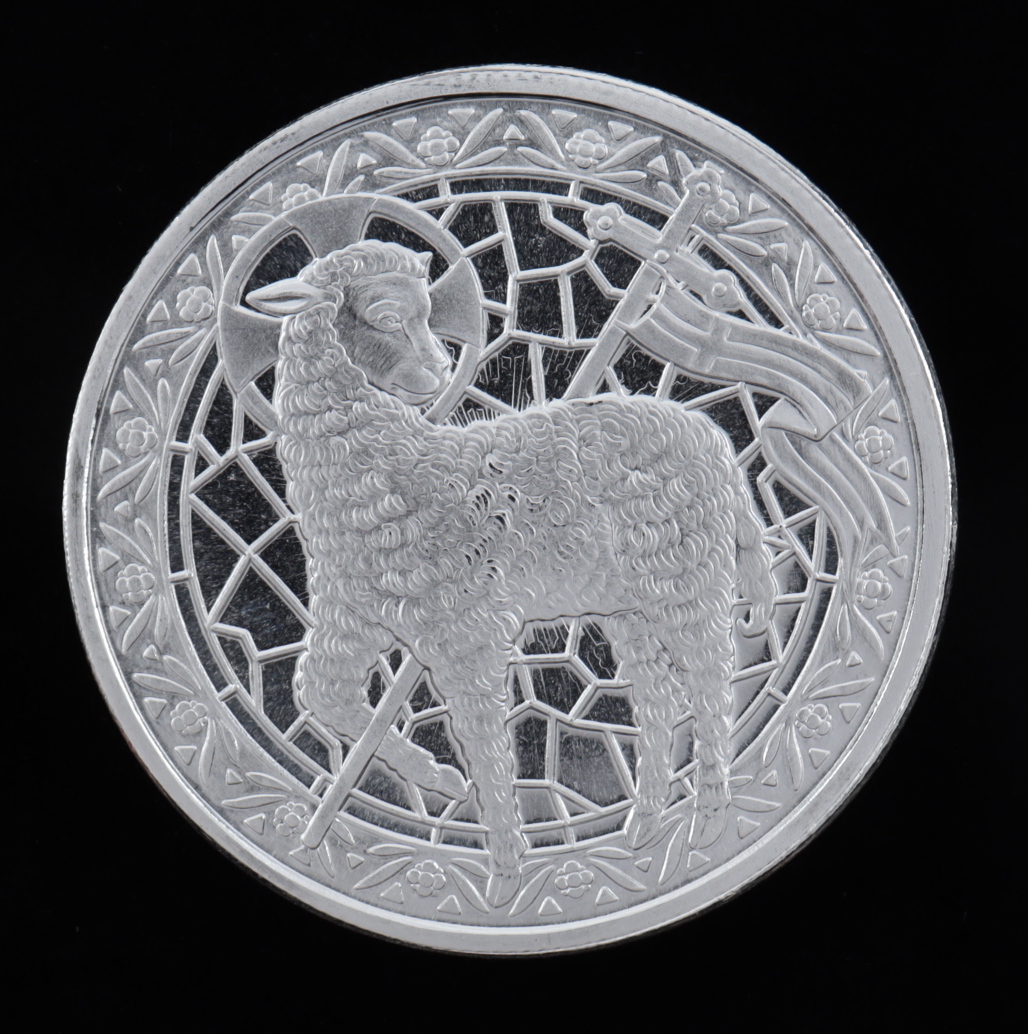 1 Troy oz .999 Fine Silver Lamb of God Bullion Round | Pristine Auction
