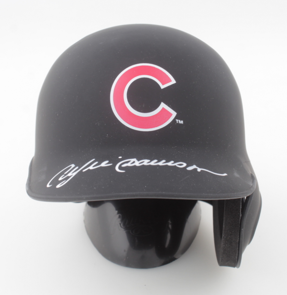Andre Dawson Signed Cubs Matte Black Mini Batting Helmet (Schwartz ...