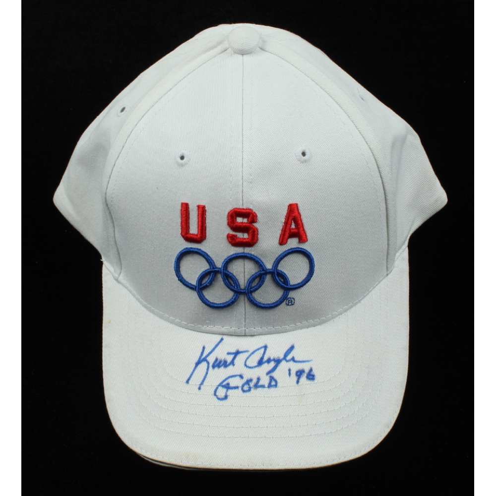 Kurt Angle Signed Team USA Olympics Logo Snapback Hat Inscribed "Gold ...
