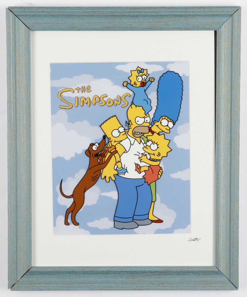 The Simpsons 13x16 Custom Framed Hand Painted Animation Cell (See ...