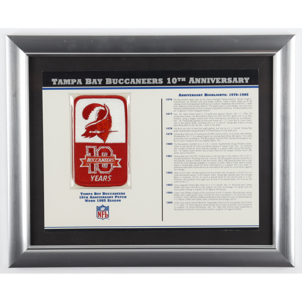 1985 Buccaneers 10th Anniversary Patch 13x16 Custom Framed Display ...