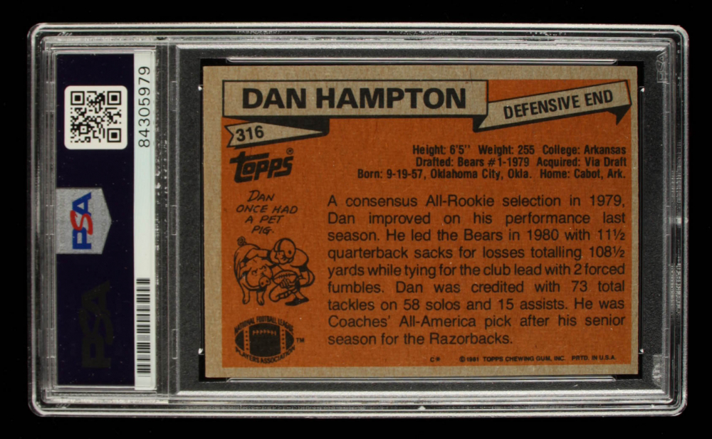 Dan Hampton Signed 1981 Topps #316 RC (PSA) | Pristine Auction