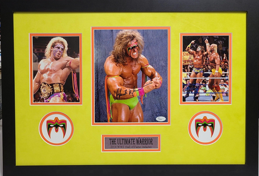 The Ultimate Warrior Signed WWE 18x26 Custom Framed Photo (JSA Hologram ...