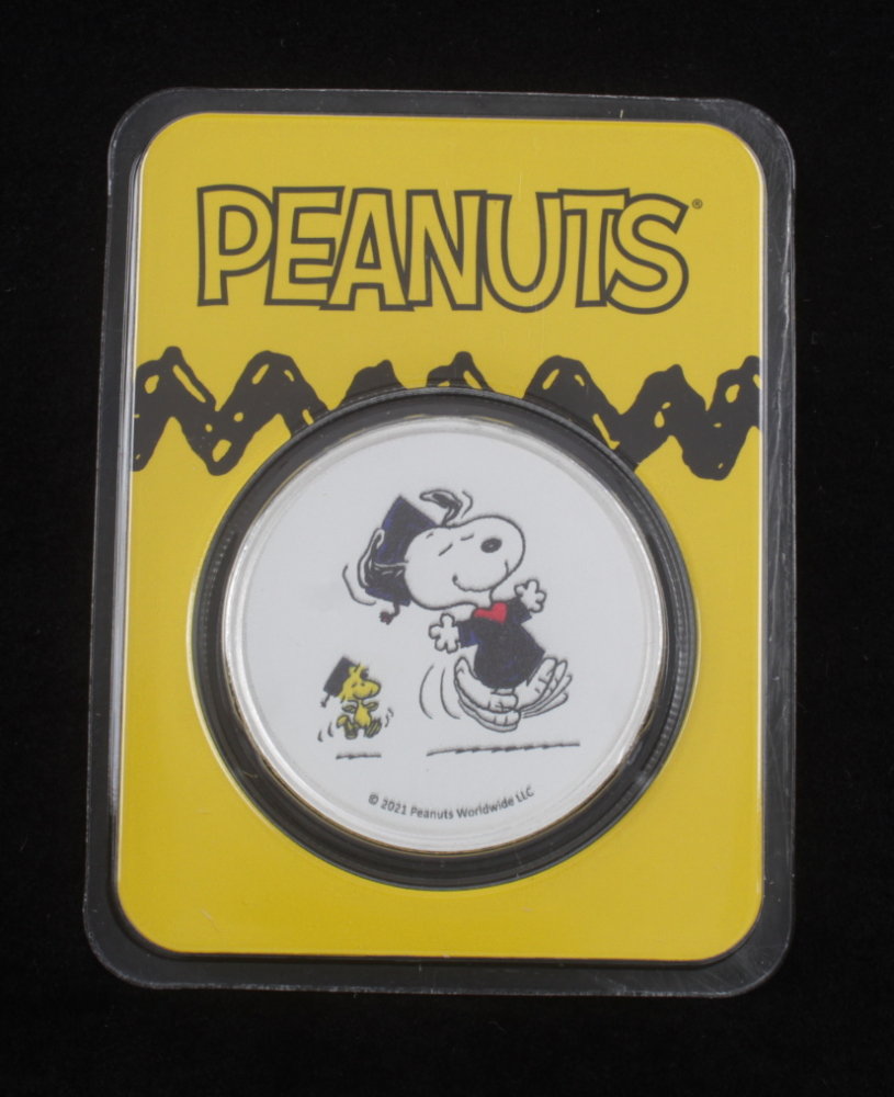 2021 Peanuts Snoopy & Woodstock 1 oz Colorized .999 Silver Coin with ...