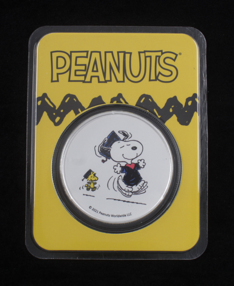 2021 Peanuts Snoopy & Woodstock 1 oz Colorized .999 Silver Coin with ...