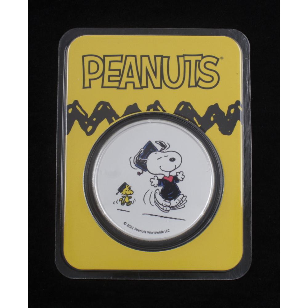 2021 Peanuts Snoopy & Woodstock 1 oz Colorized .999 Silver Coin with ...